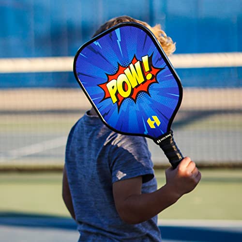 Helium Pickleball Paddle for Kids – (2 Pack - POW! and Girl Power) Child Size, Lightweight Honeycomb Core, Graphite Strike Face, Premium Comfort Grip, 2 Pickleball Paddles & 2 Drawstring Bags