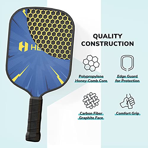 Helium Pickleball Paddle for Kids – (2 Pack - POW! and Girl Power) Child Size, Lightweight Honeycomb Core, Graphite Strike Face, Premium Comfort Grip, 2 Pickleball Paddles & 2 Drawstring Bags