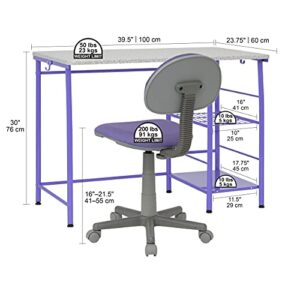 Calico Designs Study Zone II Student Desk and Task Chair 2 Piece Set, Purple