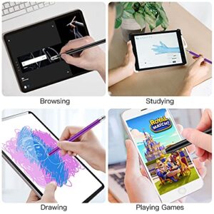 Stylus Pens for Touch Screens,Granabol Sensitivity Capacitive Stylus 4 in 1 Touch Screen Pen with 8 Extra Replaceable Tips for iPhone iPad Tablets All Universal Touch Devices(2Pcs) (Black+Purple)