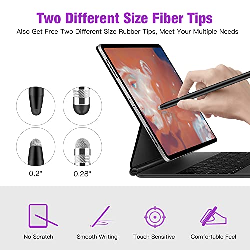 Stylus Pens for Touch Screens,Granabol Sensitivity Capacitive Stylus 4 in 1 Touch Screen Pen with 8 Extra Replaceable Tips for iPhone iPad Tablets All Universal Touch Devices(2Pcs) (Black+Purple)