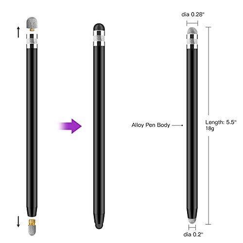 Stylus Pens for Touch Screens,Granabol Sensitivity Capacitive Stylus 4 in 1 Touch Screen Pen with 8 Extra Replaceable Tips for iPhone iPad Tablets All Universal Touch Devices(2Pcs) (Black+Purple)