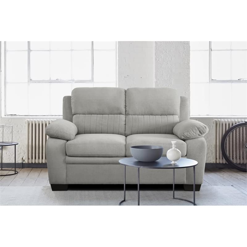 Lexicon Holleman 58" Polyester Fabric Loveseat with Exposed Legs in Light Gray