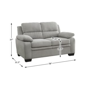 Lexicon Holleman 58" Polyester Fabric Loveseat with Exposed Legs in Light Gray