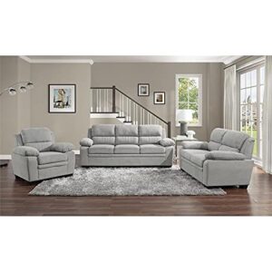 Lexicon Holleman 58" Polyester Fabric Loveseat with Exposed Legs in Light Gray