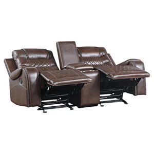 Lexicon Putnam Double Glider Reclining Loveseat with Center Console in Brown