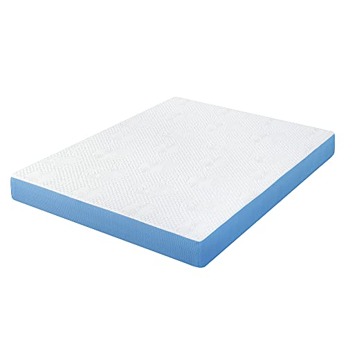 Oleesleep 6 Inch Ventilated Gel Infused Memory Foam Mattress, CertiPUR-US Certified, Blue, Full