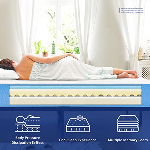 Oleesleep 6 Inch Ventilated Gel Infused Memory Foam Mattress, CertiPUR-US Certified, Blue, Full