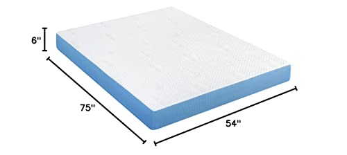 Oleesleep 6 Inch Ventilated Gel Infused Memory Foam Mattress, CertiPUR-US Certified, Blue, Full