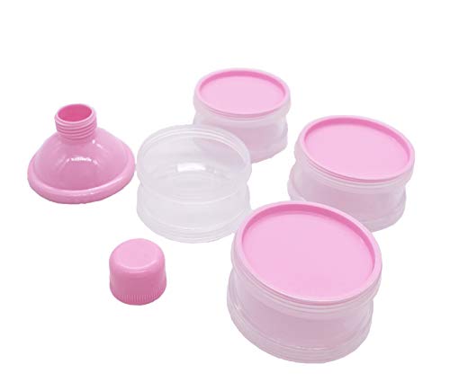 Goldenvalueable Non-Spill Milk Powder Dispenser/Storage Container, Pink (2pcs)- 5 Compartments