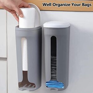 BAOOOFU Plastic Bag Holder, Kitchen Trash Bag Dispenser Roll Holder, Grocery Bags Wall Mount Storage, Easy Hanging Cabinet Door Under Sink Bag Saver, 27.5cm x 10cm x 10cm (Gray)