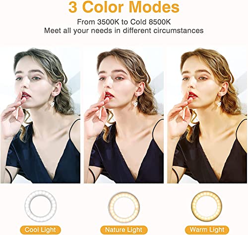 Clip on Ring Light, Kimwood Rechargeable 60 LED Selfie Ring Light for Phone, Laptop, Tablet ( 3 Models, 5 Level Brightness)