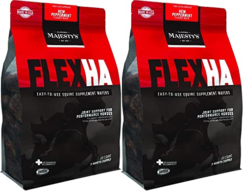 Majesty's Flex HA Wafers - Superior Performance Horse/Equine Joint Support Supplement - HA, Vitamin C, Yucca, Glucosamine (Peppermint, 2 Pack(120 Count Total))