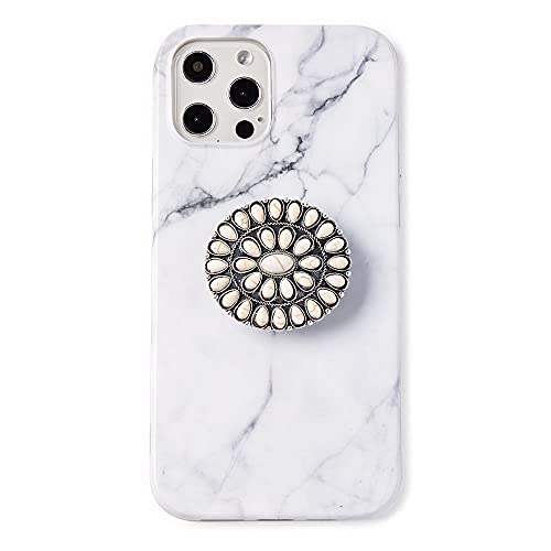 ATLLM Turquoise Western Phone Grip White Concho Marble Stone Phone Holder