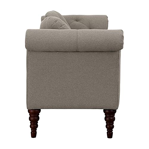 Lexicon Adira 75" Traditional Fabric Settee with 2 Pillows in Brown