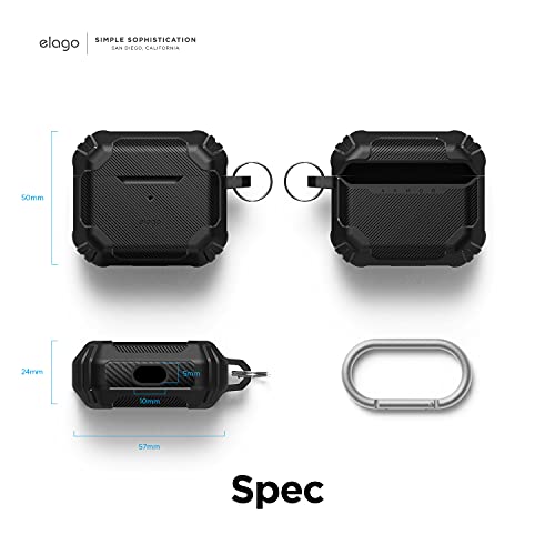 elago Solid Armor Case Compatible with AirPods 3rd Generation Case - Compatible with AirPods 3 Case Cover, Shock Absorbing Design, Durable TPU, Supports Wireless Charging, Full Body Protection (Black)