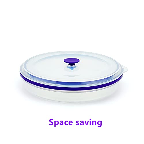 CARTINTS Microwave Safe Silicone Bowls, Collapsible Food Storage Containers with Lids, Space Saving Reusable Lunch Container Safe For Oven/Freezer/Dishwasher(900ml,Round,Purple)