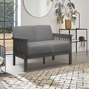 Lexicon Lewiston Fabric Upholstered Loveseat in Gray and Antique Gray