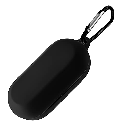 Geiomoo Silicone Carrying Case Compatible with Anker Soundcore Liberty Neo, Portable Scratch Shock Resistant Cover with Carabiner (Black)