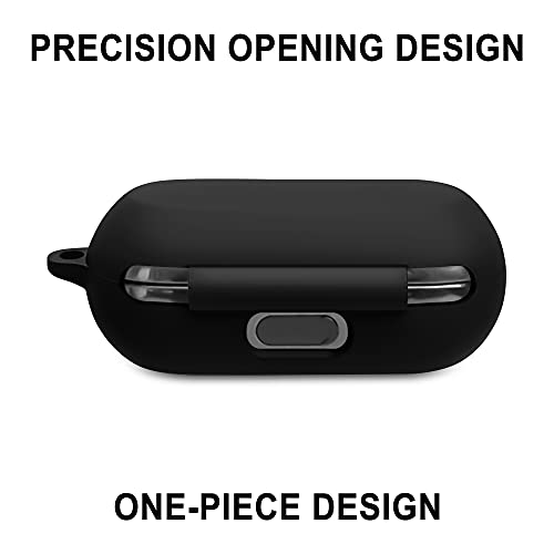 Geiomoo Silicone Carrying Case Compatible with Anker Soundcore Liberty Neo, Portable Scratch Shock Resistant Cover with Carabiner (Black)