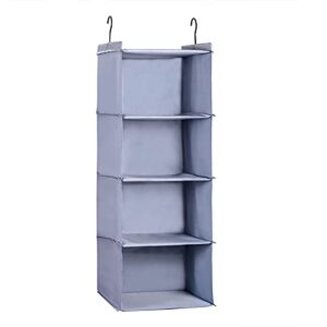 jeewool washable hanging closet organizer with 4-shelf, sturdy hanging shelves for closet storage, foldable hanging closet shelves for clothes, shoes,handbag, thickened oxford fabric (1)