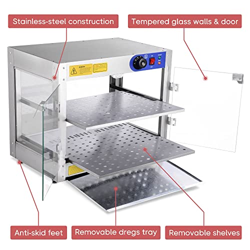 2-Tier 110V Commercial Countertop Food Pizza Warmer 750W 24x14x19 Pastry Display Case (2-Tier)