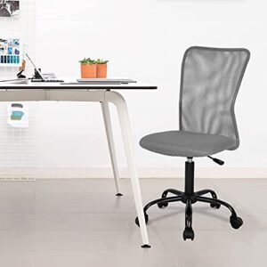 Mesh Breathable Home Office Chair Mid Back Mesh Desk Chair Ergonomic Adjustable Chair with Lumbar Support Armless Modern Rolling Swivel Chair for Women&Men Adults（Grey）