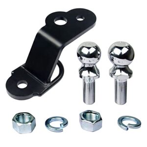 mahler gates atv/utv 3-way towing ball mount hitch bolt-on, with 2 inch ball and 1-7/8 inch ball