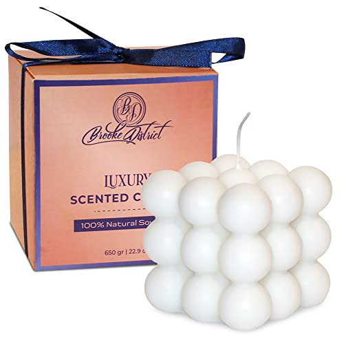 Extra Large Strong Scented Aromatherapy Soy Wax White Vanilla Bubble Candle