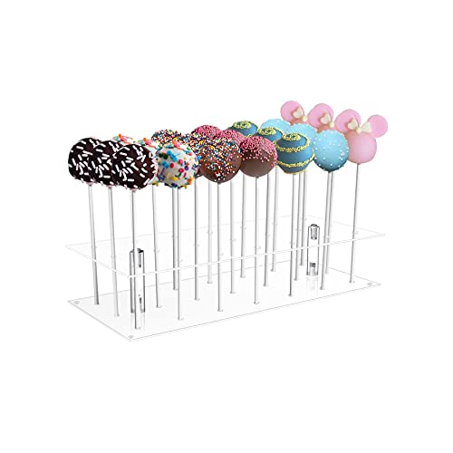 KETAWA Cake pop Stand,21 Hole Clear Acrylic Lollipop Holder, Lollipop Sticks Weddings Baby Showers Birthday Parties Anniversaries Halloween