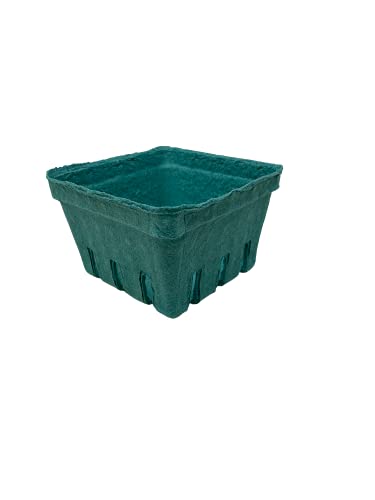 Green Fiber Fruit Berry Pulp Basket Container for Blueberries Strawberry Tomatoes and Produce (10, 1 quart)