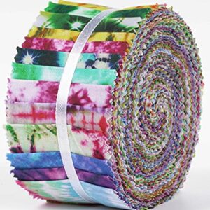 Soimoi 40Pcs Tie Dye Print Cotton Precut Fabrics for Quilting Craft Strips 2.5x42inches Jelly Roll - Multicolor