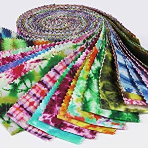 Soimoi 40Pcs Tie Dye Print Cotton Precut Fabrics for Quilting Craft Strips 2.5x42inches Jelly Roll - Multicolor