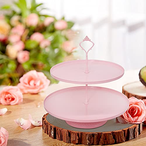 Set of 4 Pcs Iron Cake Stand Cake Holder Dessert Serving Trays for Wedding Birthday Party Baby Shower Display (Pink)