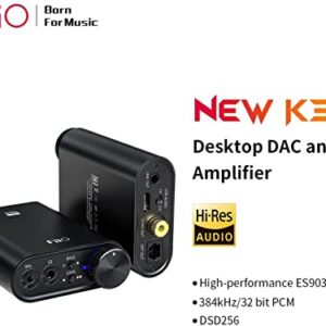 FiiO NEWK3 Amplifier Headphone Amps Portable High Resolution 384kHz/32bit DSD256 USB Type-C Lossless for PC/Laptop/Smartphones/Speaker Home Audio