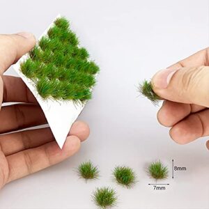 Cayway 128 PCS Static Grass Tuft Model Grass Tufts Terrain Model Kit Resin Static Scenery Model, Fake Moss Grass and Tweezers for Train Landscape Railway Artificial Grass Modeling