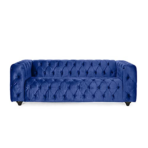 Christopher Knight Home Sagewood Sofas, Navy Blue + Espresso