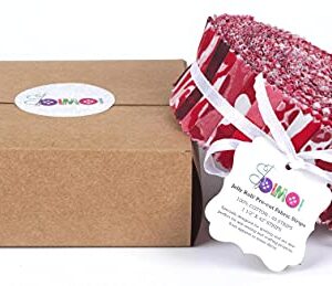 Soimoi 40Pcs Floral Artistic Print Precut Fabrics Strips Roll Up 1.5x42inches Cotton Jelly Rolls for Quilting - Red