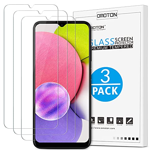 OMOTON [3 Pack] Screen Protector Compatible for Samsung Galaxy A03 / A03s / A03 Core, Bubble free, HD-Clear, Case Friendly, Tempered Glass Film for Galaxy （A03 & A03s & A03 Core）