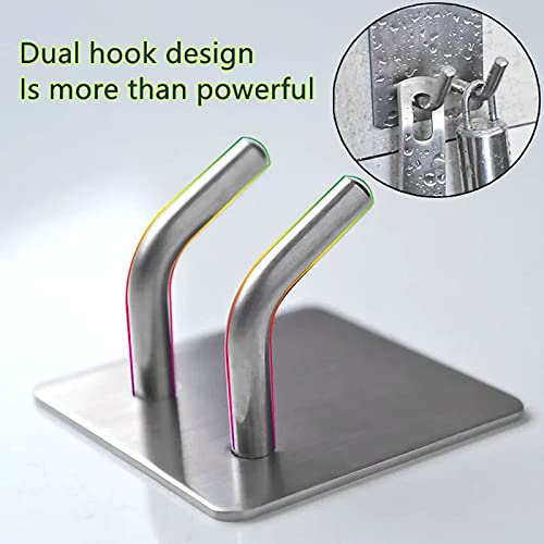 Hoplit Heavy Duty Adhesive Hooks Razor Holder for Shower Stainless Steel Self Stick on Wall Hooks Towel Hooks Adhesive Razor Holders for Coat Hat Towel Bathrobe Loofah 4 Pack