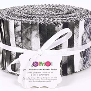 Soimoi 40Pcs Tie Dye Print Cotton Precut Fabrics for Quilting Craft Strips 2.5x42inches Jelly Roll - Black