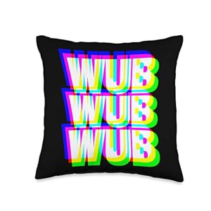 bigup edm dubstep techno dj raver gifts wub dubstep techno rave edm music dj festival raver throw pillow, 16x16, multicolor