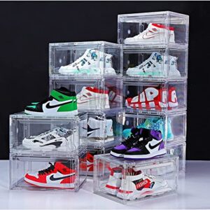 Shoe Boxes Clear Plastic Stackable Shoe Storage Organizers For Man and Women,Detachable and Versatile Space-Saving Closet Organizer Shoe Container for Sneakers High heels 14.96 x 10.24 x 7.87 inches (Transparency, 12 pcs)