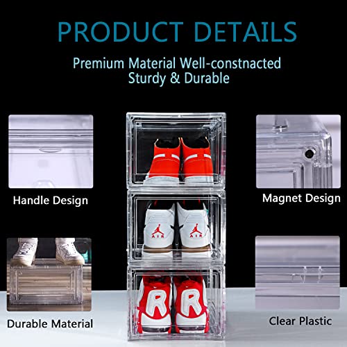 Shoe Boxes Clear Plastic Stackable Shoe Storage Organizers For Man and Women,Detachable and Versatile Space-Saving Closet Organizer Shoe Container for Sneakers High heels 14.96 x 10.24 x 7.87 inches (Transparency, 12 pcs)