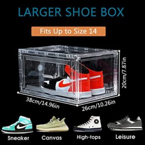 Shoe Boxes Clear Plastic Stackable Shoe Storage Organizers For Man and Women,Detachable and Versatile Space-Saving Closet Organizer Shoe Container for Sneakers High heels 14.96 x 10.24 x 7.87 inches (Transparency, 12 pcs)