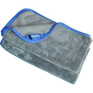 furfox car drying towel gray 2-pack 600 gsm lint-free detailing cloth rapid drying large car towels (19.7 inch x 23.6 inch)