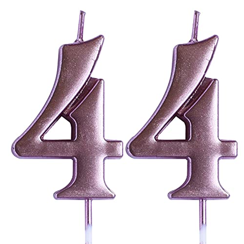 Rose 44th Birthday Candle, Number 44 Years Old Candles Cake Topper, Woman Or Man Party Decorations, Supplies