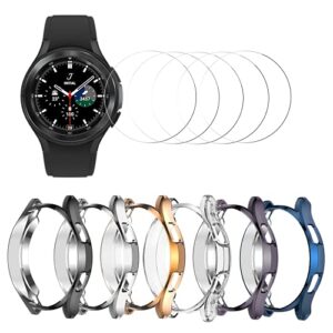 [6+6] pack for samsung galaxy watch 4 classic 46mm case with screen protector, haojavo soft tpu cover protective bumper shell + tempered glass screen protector film for galaxy watch 4 classic 46mm