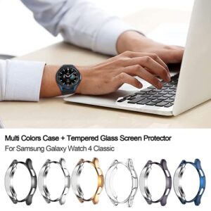 [6+6] Pack for Samsung Galaxy Watch 4 Classic 46mm Case with Screen Protector, Haojavo Soft TPU Cover Protective Bumper Shell + Tempered Glass Screen Protector Film for Galaxy Watch 4 Classic 46mm