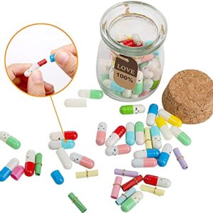 OctinPris 120pcs Capsule Message in Glass Bottle Gift, Capsule Letters Messages Cute Love Notes Pills for Boyfriend/Girlfriend in Birthday Valentines Christmas Anniversary Graduation Thanksgiving